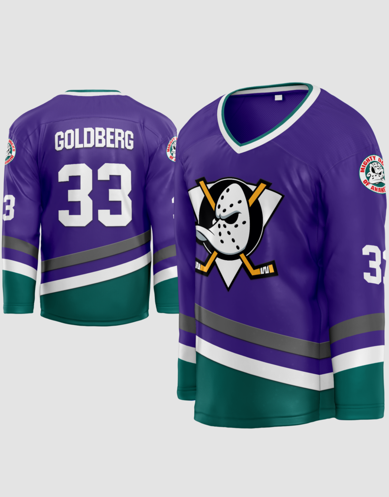 Greg Goldberg #33 Mighty Ducks Purple Hockey Jersey - 99Jersey®: Your ...